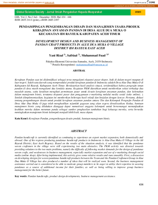 (PDF) Pendampingan Pengembangan Desain Dan Manajemen Usaha Produk ...