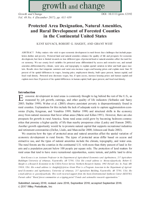 (PDF) Protected Area Designation, Natural Amenities, and Rural ...