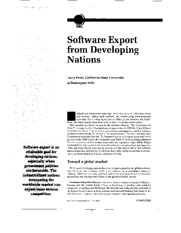 (PDF) Software export from developing nations