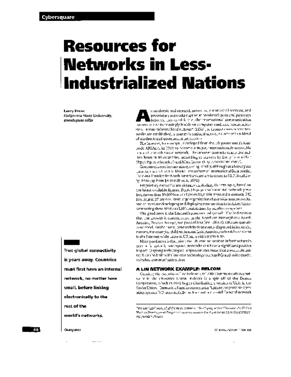 (PDF) Resources for networks in less-industrialized nations