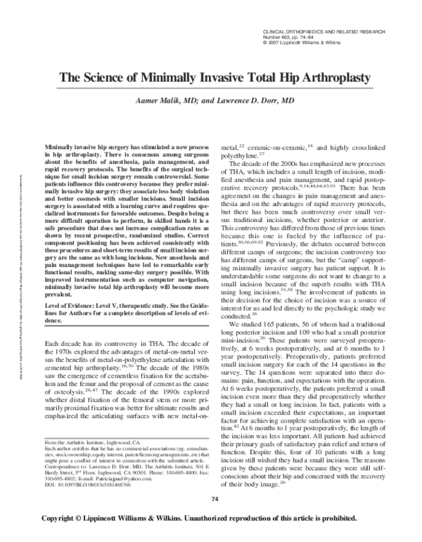(PDF) The Science of Minimally Invasive Total Hip Arthroplasty