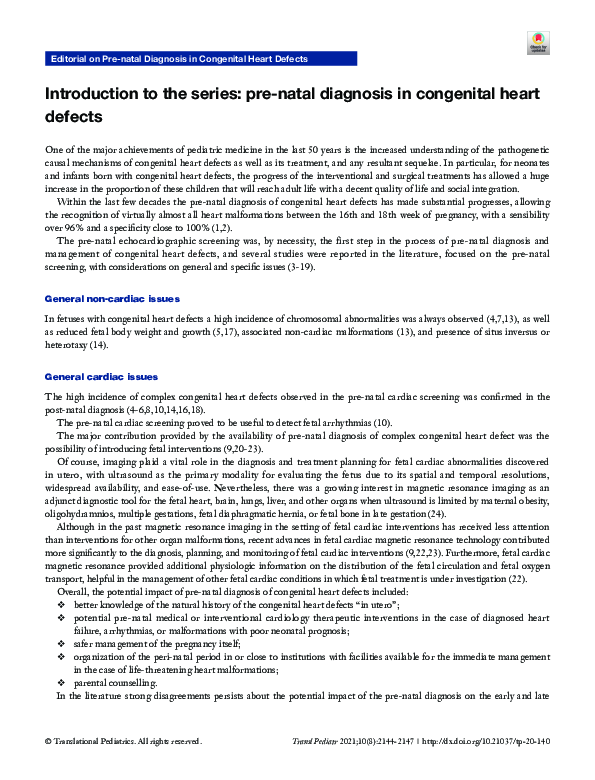 (PDF) Introduction to the series: pre- natal diagnosis in congenital ...