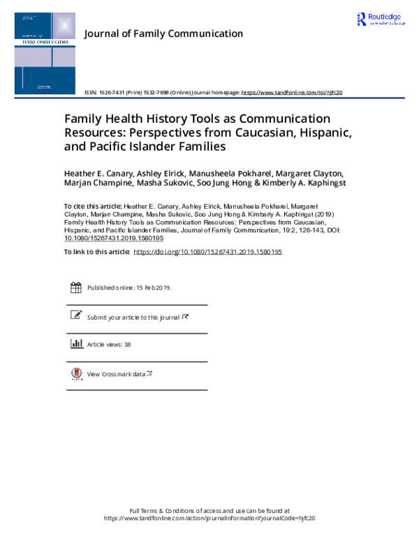 (PDF) Family Health History Tools as Communication Resources ...