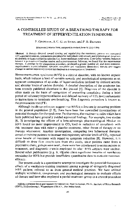 (PDF) A controlled study of a breathing therapy for treatment of hyperventilation syndrome
