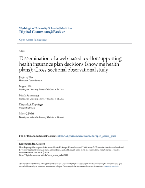 (PDF) Dissemination of a Web-Based Tool for Supporting Health Insurance ...
