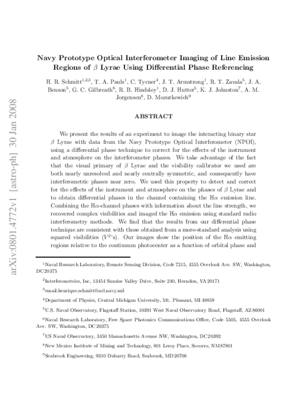 (PDF) Navy Prototype Optical Interferometer Imaging of Line Emission Regions of Β Lyrae Using ...