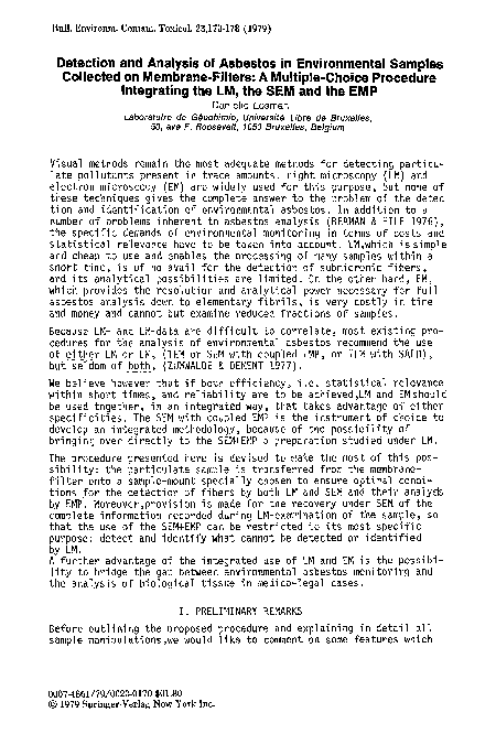 (PDF) Detection and analysis of asbestos in environmental samples ...