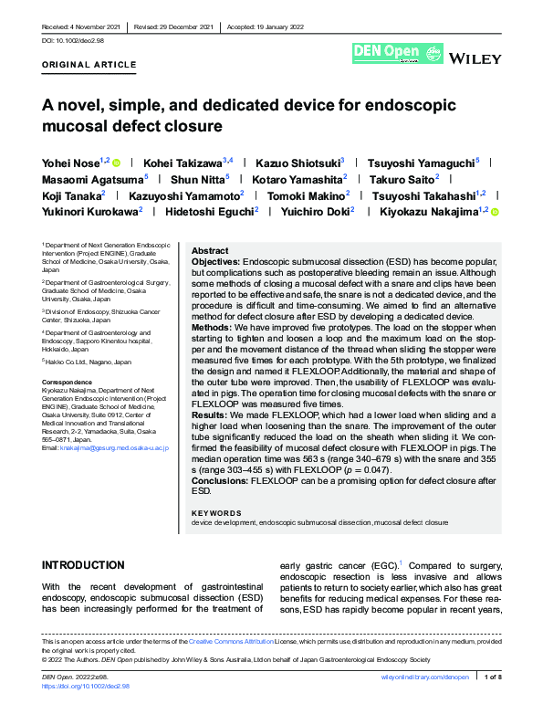 (PDF) A novel, simple, and dedicated device for endoscopic mucosal ...