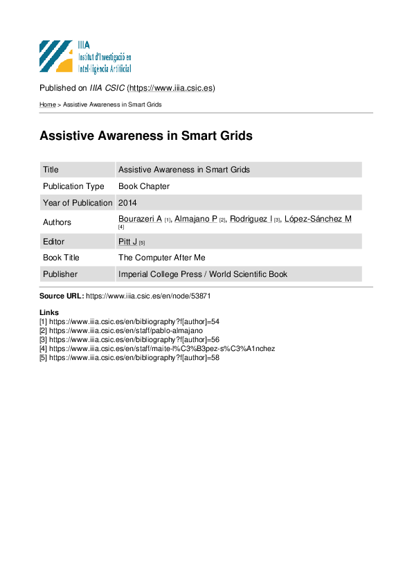 (PDF) Assistive Awareness in Smart Grids