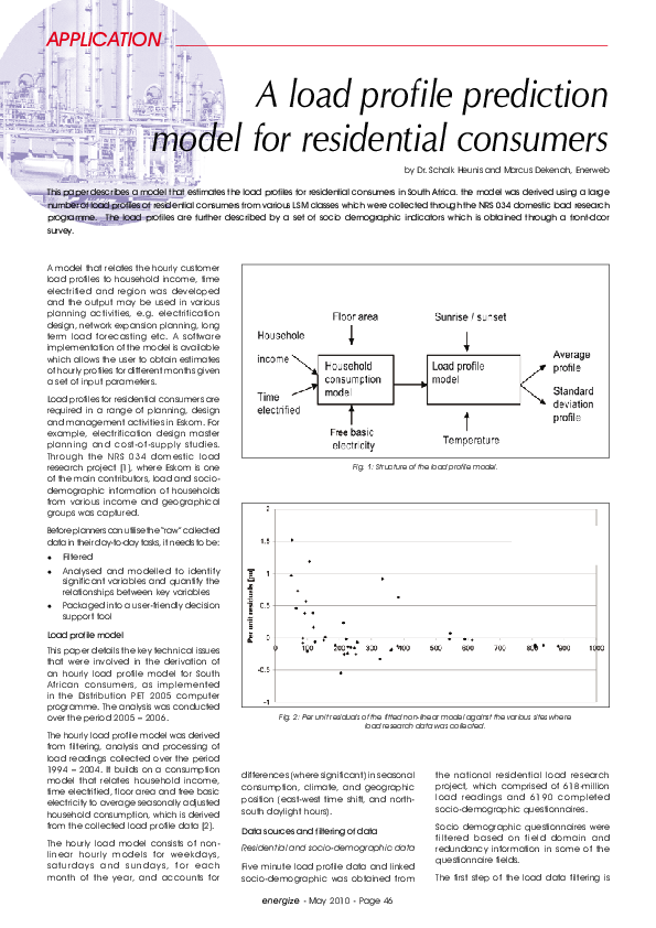 Pdf A Load Profile Prediction Model For Residential Consumers In South Africa