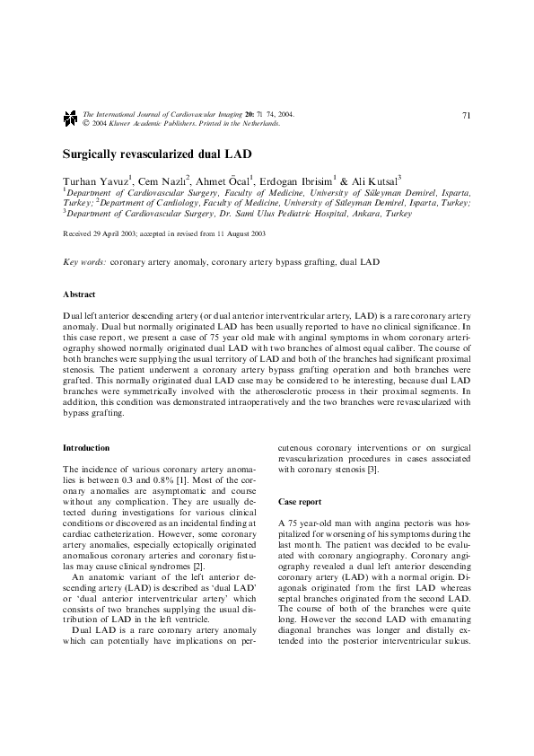 (PDF) Surgically revascularized dual LAD | Ahmet Öcal - Academia.edu