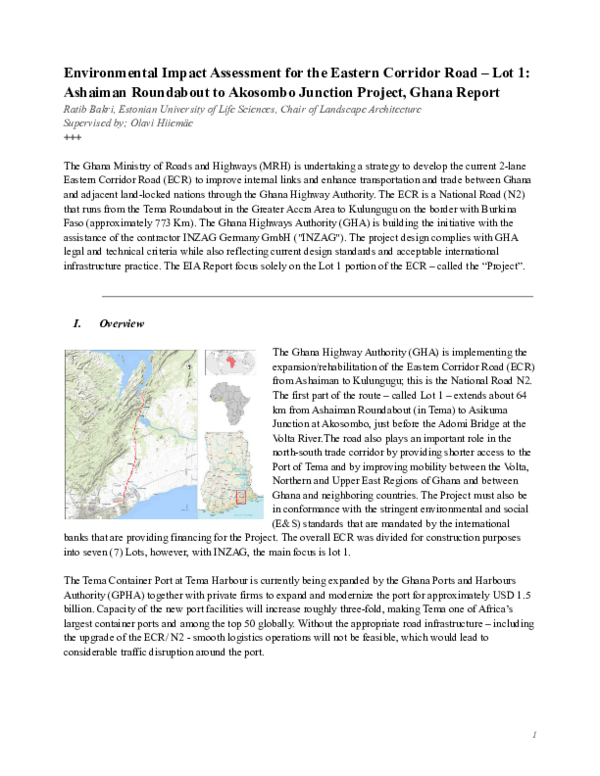 (PDF) Environmental Impact Assessment for the Eastern Corridor Road ...
