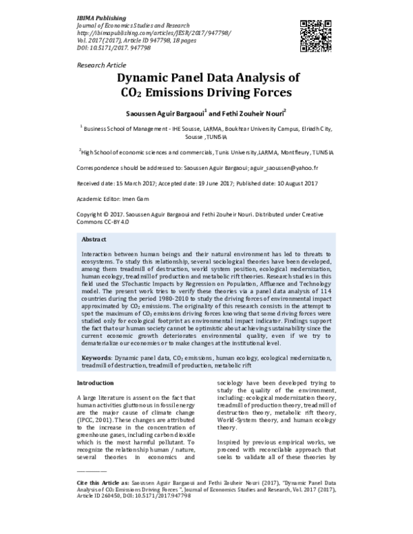 (PDF) Dynamic Panel Data Analysis of CO2 Emissions Driving Forces