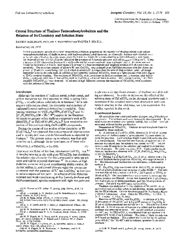 (PDF) Crystal structure of thallous tetracarbonylcobaltate and the ...