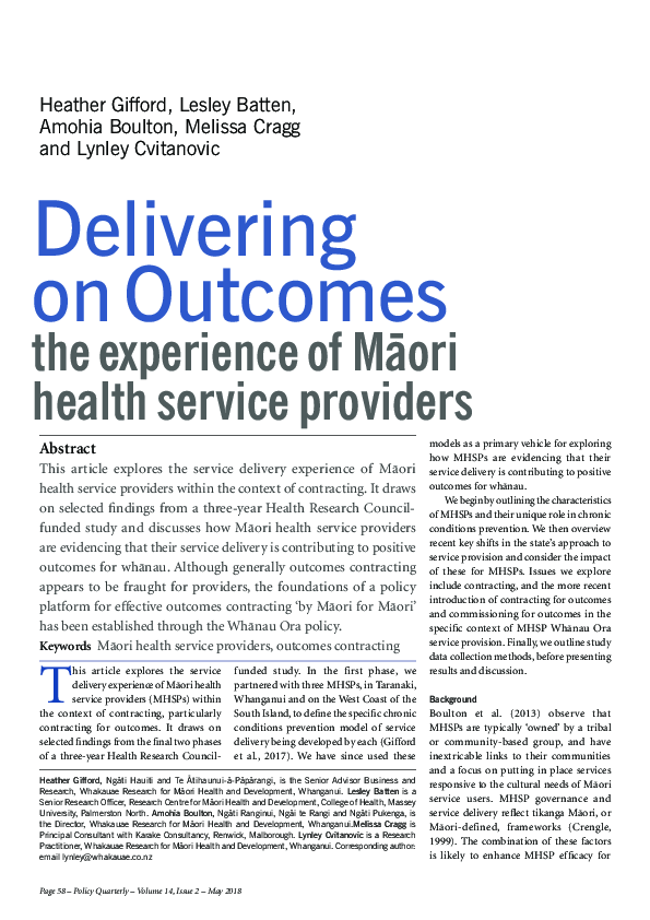 (PDF) Delivering on Outcomes