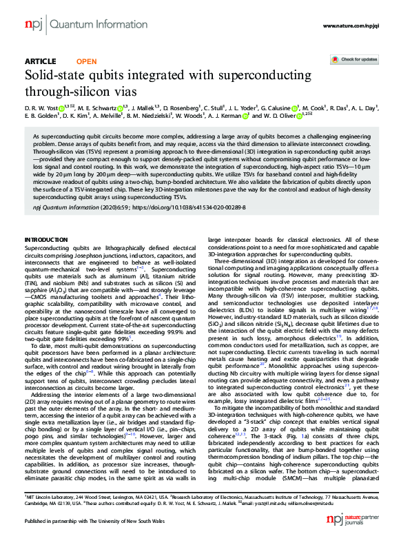 (PDF) Solid-state qubits integrated with superconducting through-silicon vias