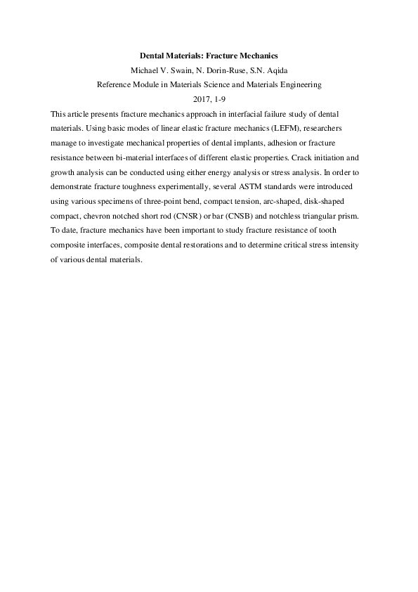 (PDF) Dental Materials: Fracture Mechanics