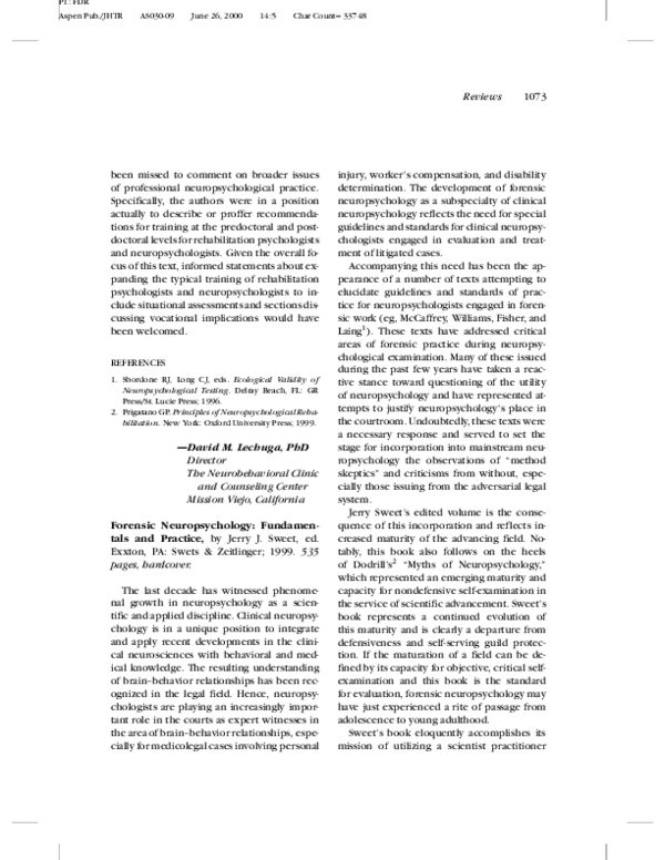 (PDF) Forensic Neuropsychology: Fundamentals and Practice