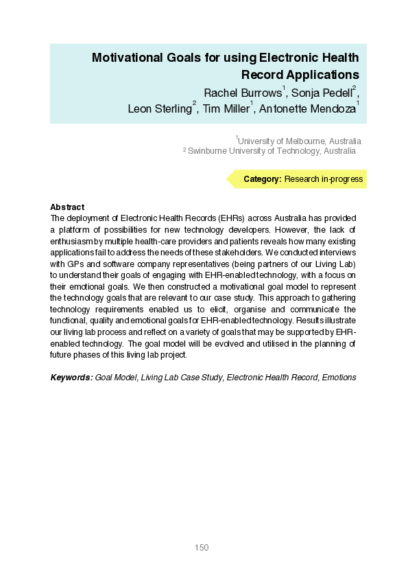(PDF) Motivational Goals For Using Electronic Health Record Applications