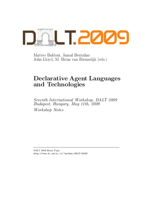 (PDF) Declarative Agent Languages and Technologies (PDF) Declarative Agent Languages and Technologies