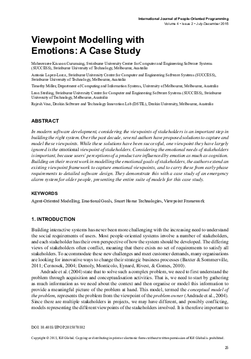 (PDF) Viewpoint Modelling with Emotions: A Case Study