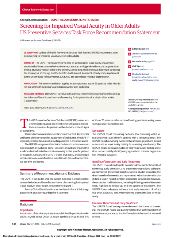 (PDF) Screening for Impaired Visual Acuity in Older Adults: US ...