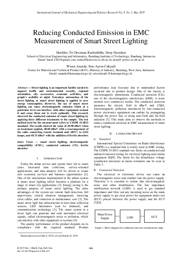 (PDF) Reducing Conducted Emission in EMC Measurement of Smart Street Lighting