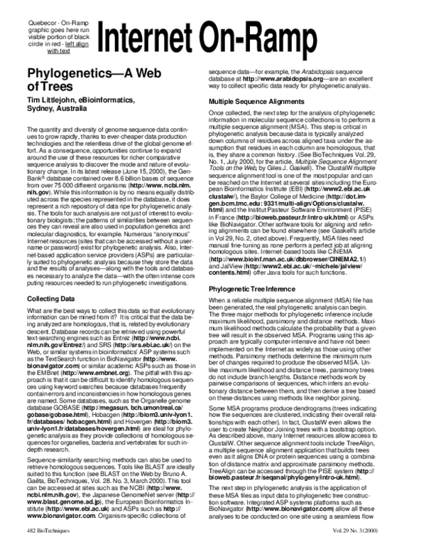 (PDF) Phylogenetics—A Web of Trees