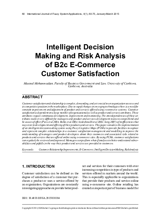 (PDF) Intelligent Decision Making and Risk Analysis of B2c E-Commerce Customer Satisfaction