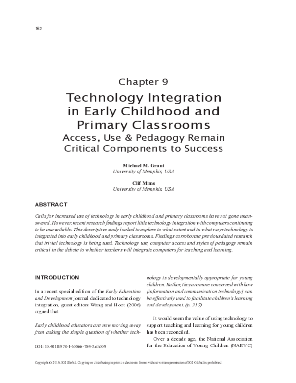 (PDF) Technology Integration in Early Childhood and Primary Classrooms