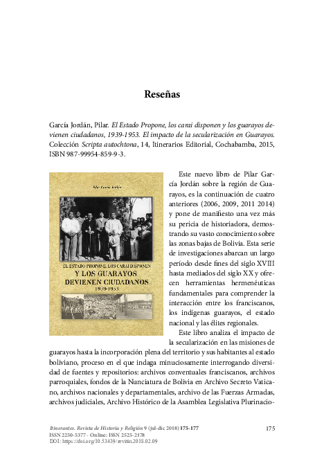 (PDF) GARCÍA JORDÁN, Pilar El Estado Propone, los carai disponen y los ...