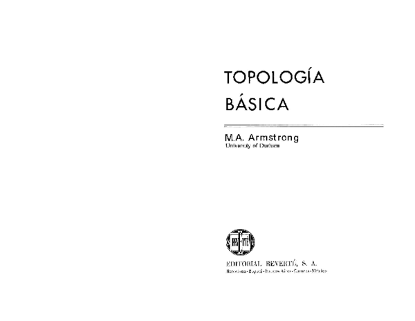 (PDF) Topología Básica - M. A. Armstrong
