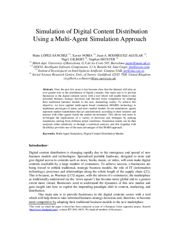(PDF) Simulation of digital content distribution using a multi-agent simulation approach