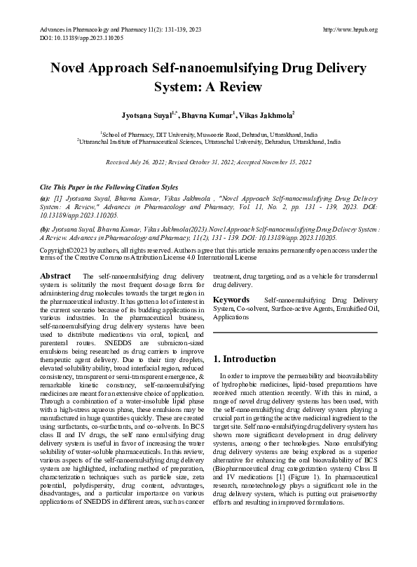 Pdf Novel Approach Self Nanoemulsifying Drug Delivery System A Review