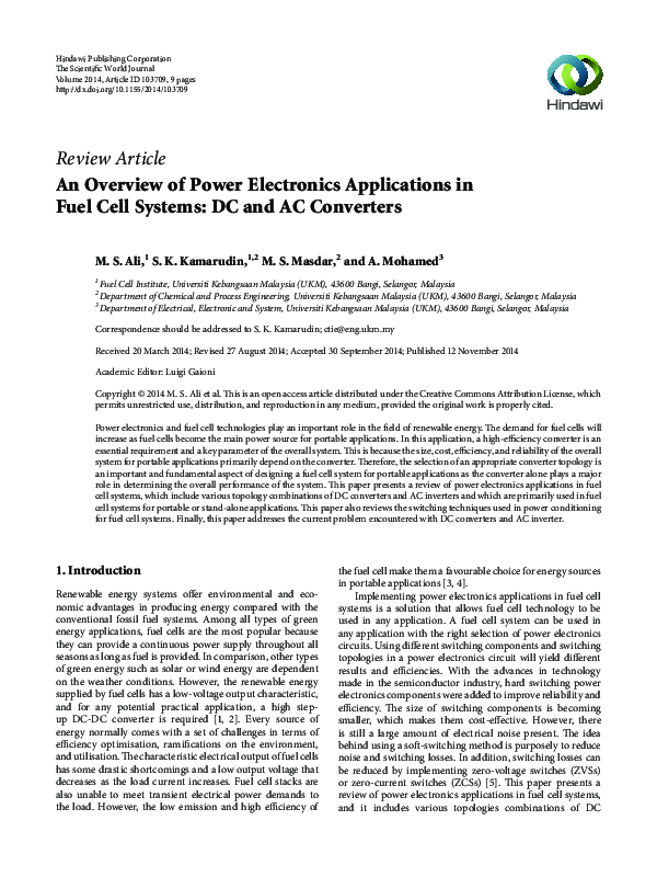 (PDF) An overview of power electronics applications in fuel cell ...