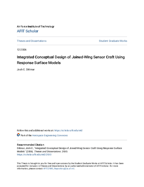 (PDF) Integrated Conceptual Design of Joined-Wing Sensorcraft Using ...
