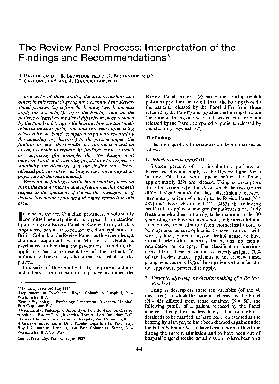 (PDF) The Review Panel Process: Interpretation of the Findings and ...