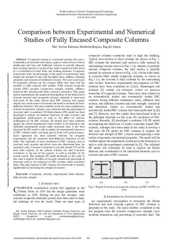 (PDF) Comparison between Experimental and Numerical Studies of Fully ...