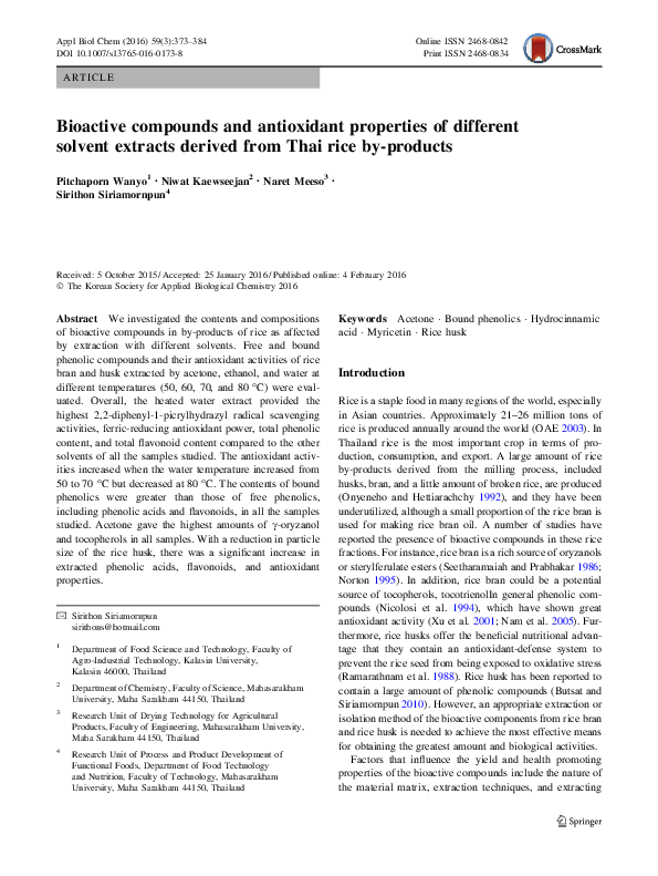 (PDF) Bioactive compounds and antioxidant properties of different ...