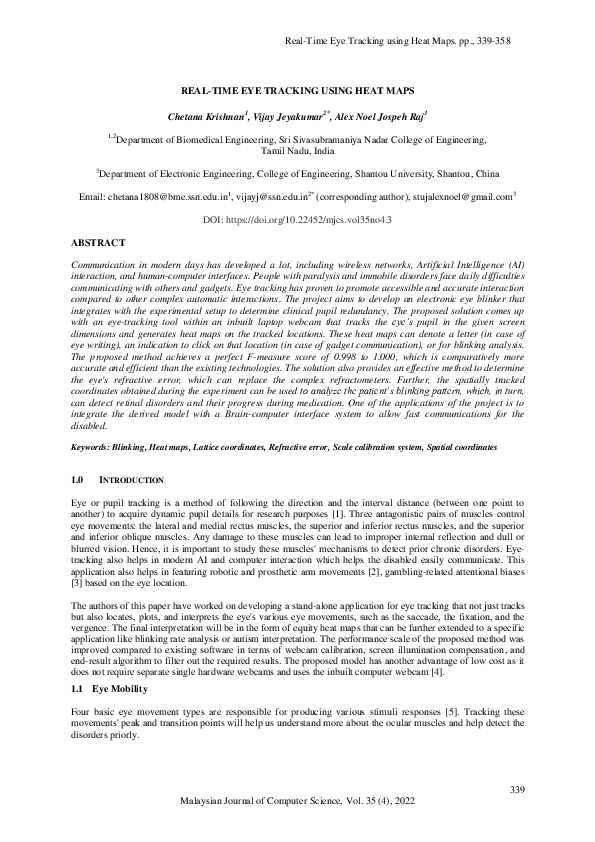 Pdf Real Time Eye Tracking Using Heat Maps