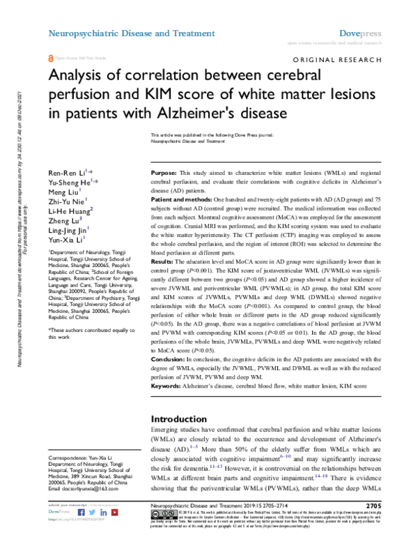 (PDF) Analysis of correlation between cerebral perfusion and KIM score ...