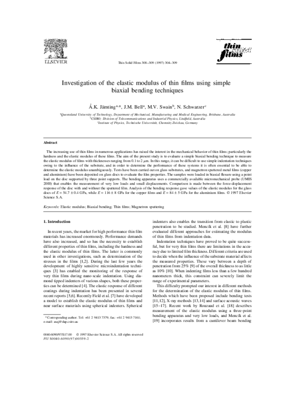 (PDF) Investigation of the elastic modulus of thin films using simple ...