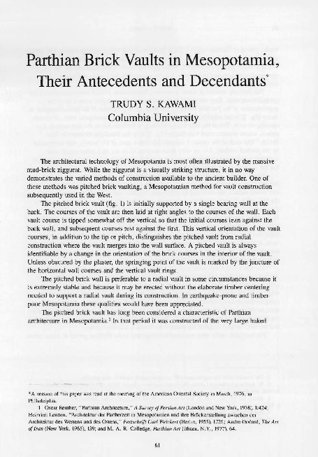 (PDF) Parthian Brick Vaults in Mesopotamia, Their Antecedents and ...