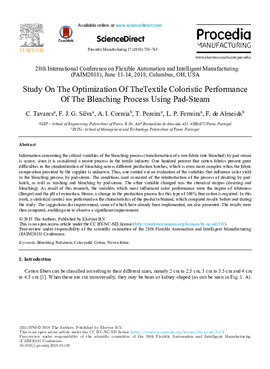 (PDF) Study On The Optimization Of TheTextile Coloristic Performance Of ...
