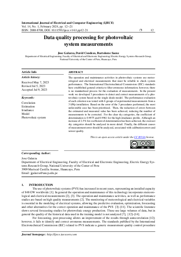 (PDF) Data quality processing for photovoltaic system measurements
