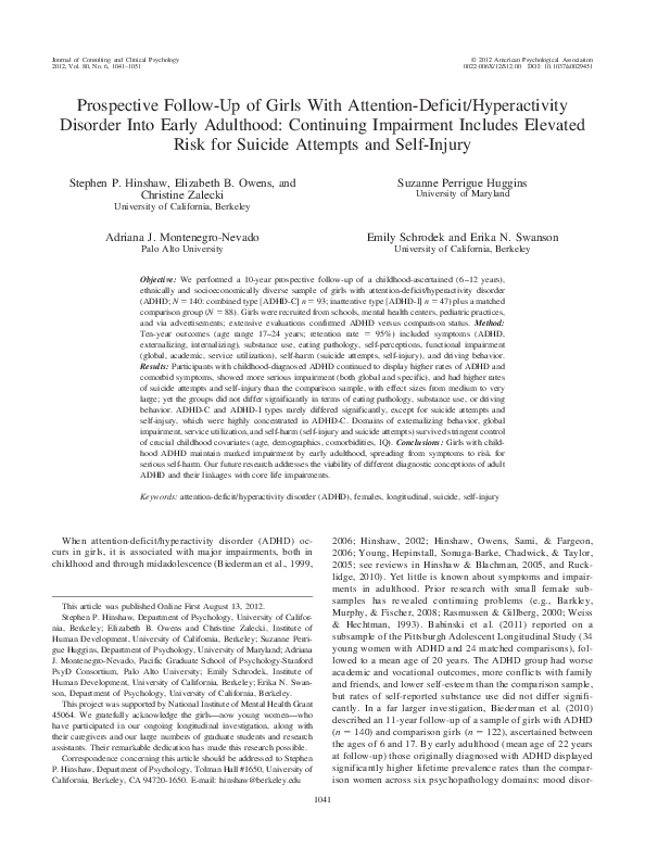 (PDF) Prospective follow-up of girls with attention-deficit/hyperactivity disorder into ...