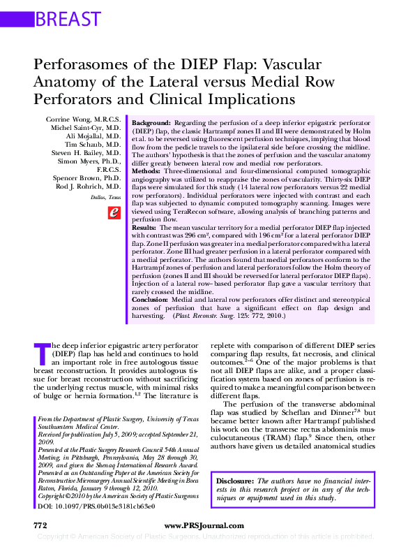 (PDF) Perforasomes of the DIEP flap: vascular anatomy of the lateral ...