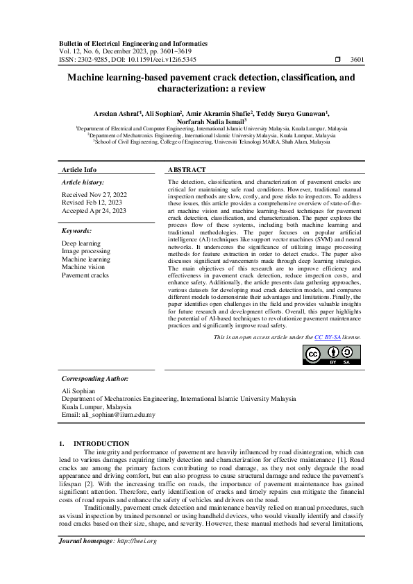 Pdf Machine Learning Based Pavement Crack Detection Classification