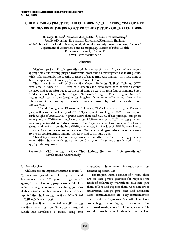 (PDF) Child Rearing Practices for Children at Their First Year of Life ...