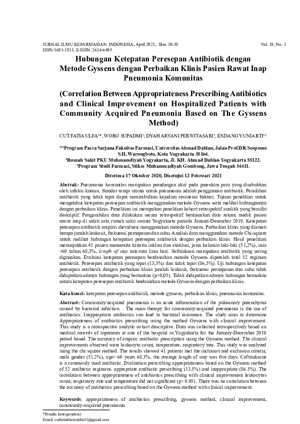 (PDF) Correlation Between Appropriateness Prescribing Antibiotics and ...